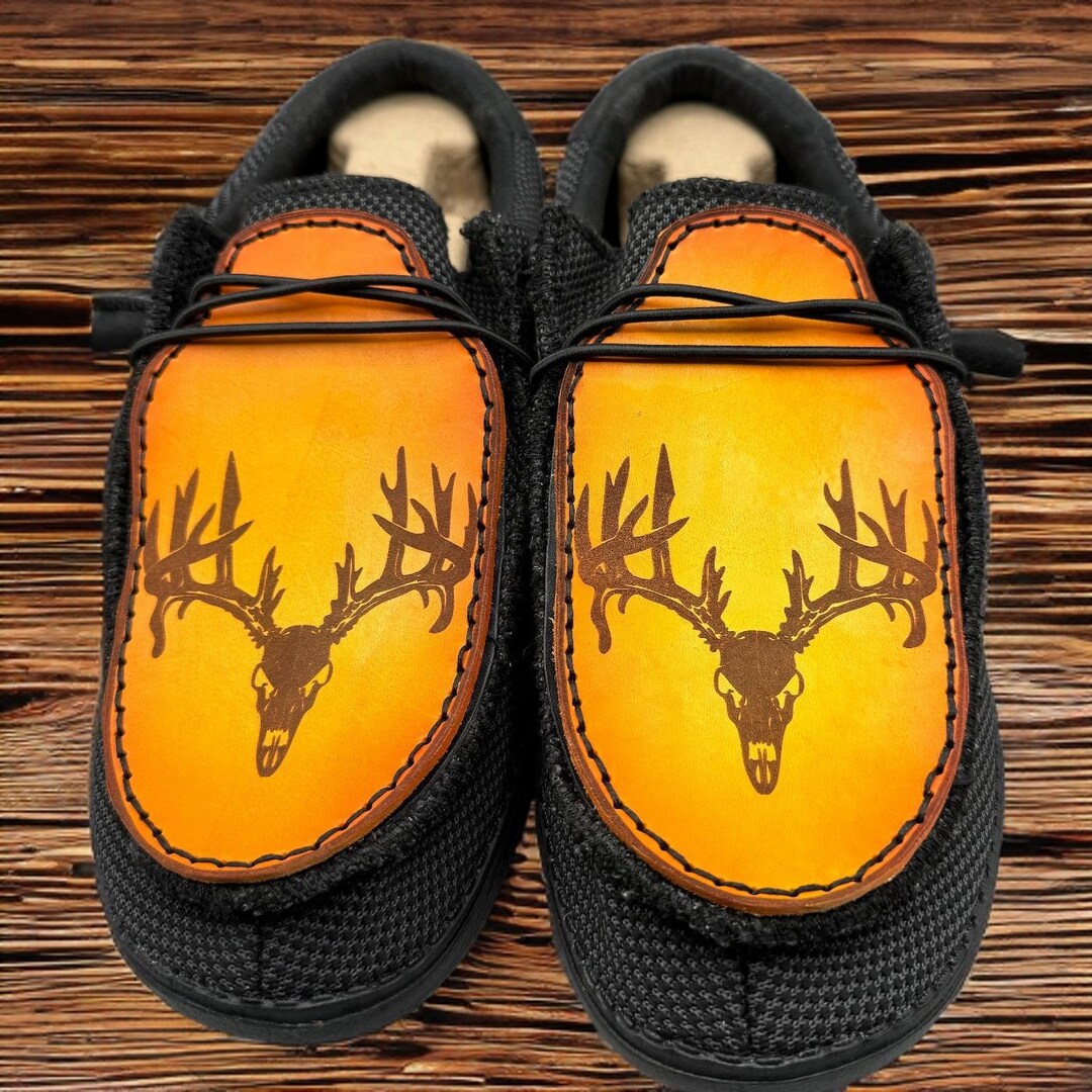 Custom Leather Top Hey Dudes - Buck Skull - Etsy