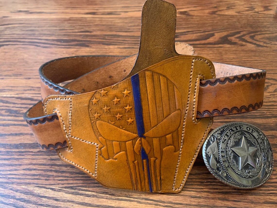 Custom Stamped and Painted Genuine Leather Gun Holster Back - Etsy