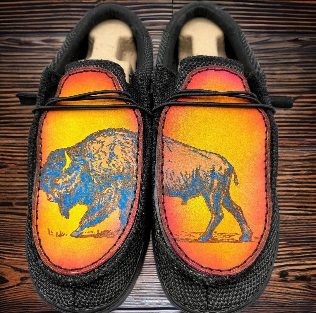 Custom Leather Top Hey Dudes - Buffalo - Etsy