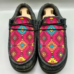 Custom Leather Top Hey Dudes - Aztec - Etsy