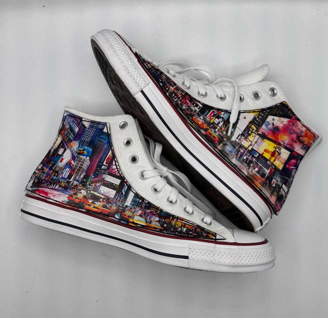 Custom Leather Sides Converse- New York - Etsy