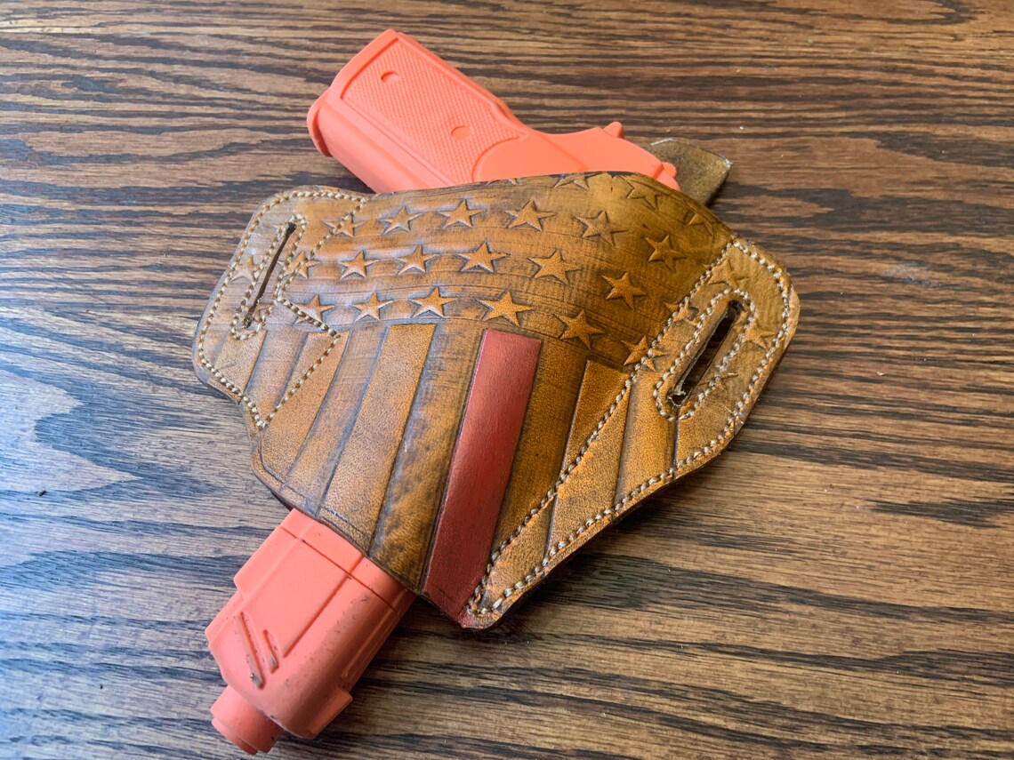 Custom Tooled and Painted Genuine Leather Gun Holster Back - Etsy