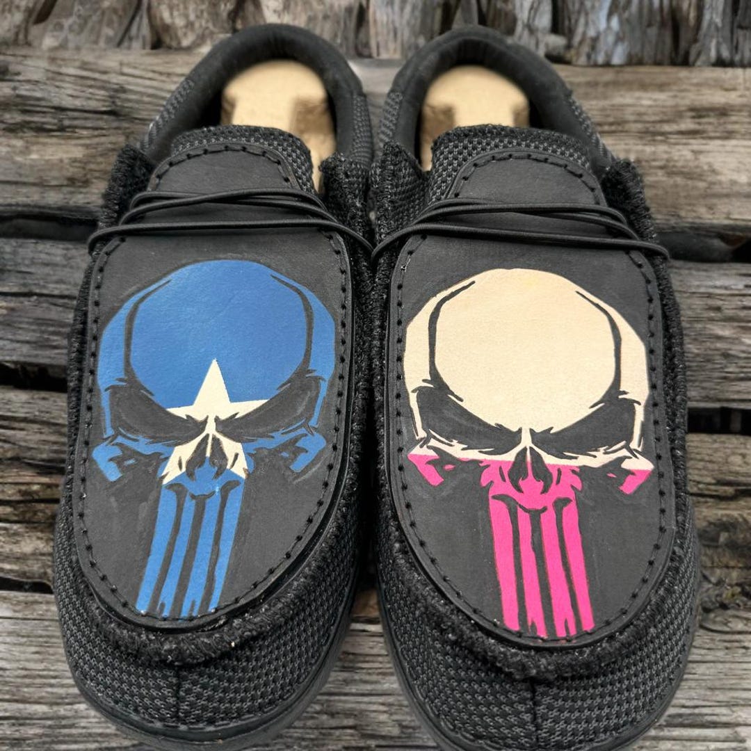 Custom Leather Top Hey Dudes - Texas Skull - Etsy