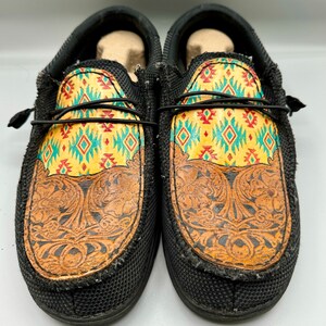 Custom Leather Top Hey Dudes - Aztec - Etsy
