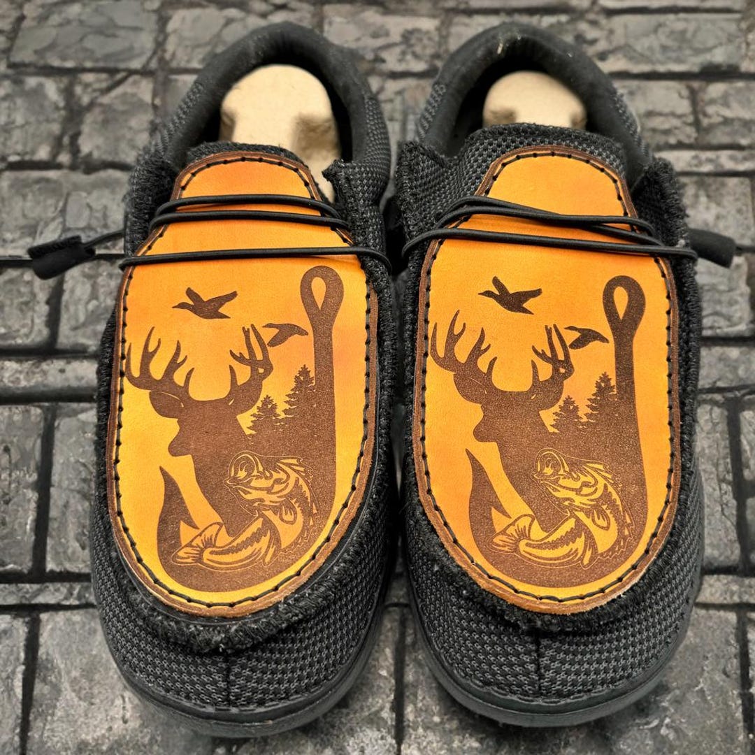 Custom Leather Top Hey Dudes - Duck Buck Fish - Etsy