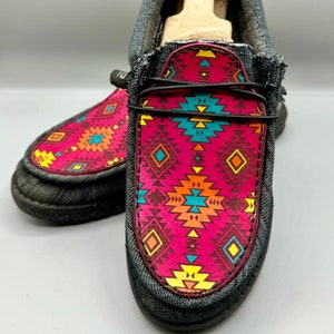 Custom Leather Top Hey Dudes - Aztec - Etsy