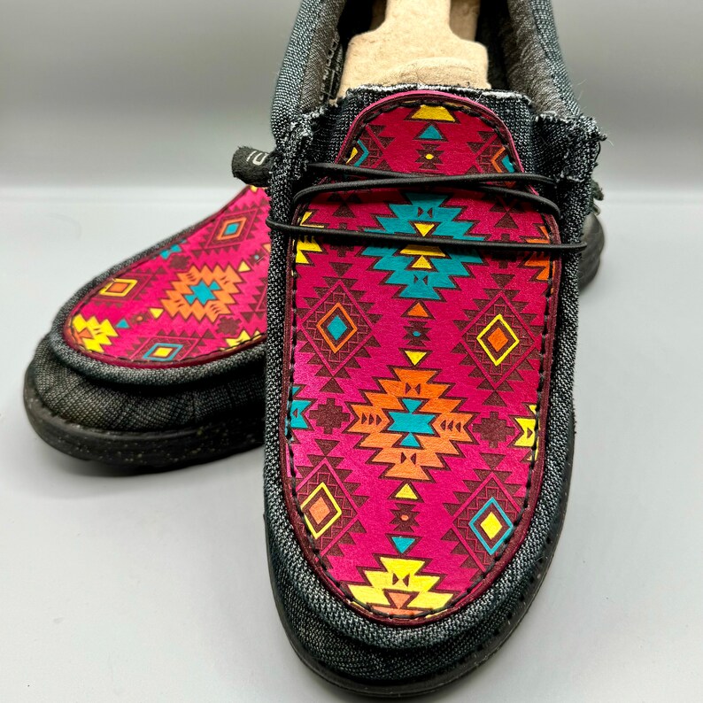Custom Leather Top Hey Dudes - Aztec - Etsy