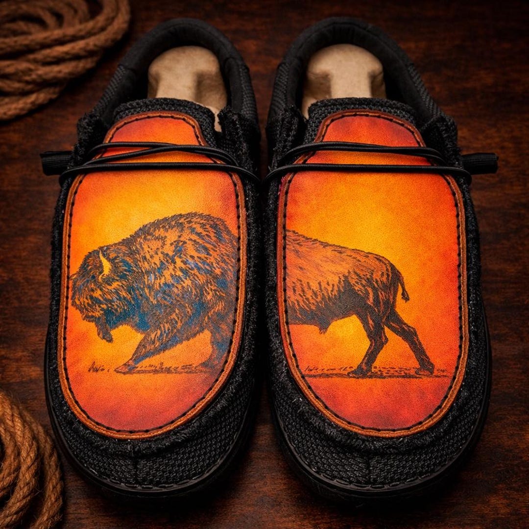 Custom Leather Top Hey Dudes - Buffalo - Etsy