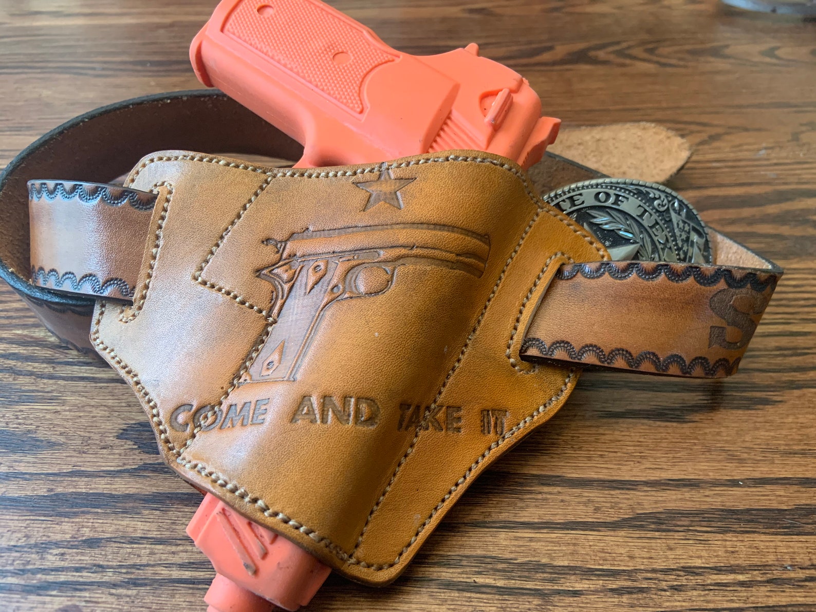 Custom Stamped and Airbrushed Genuine Leather Gun Holster Tan - Etsy