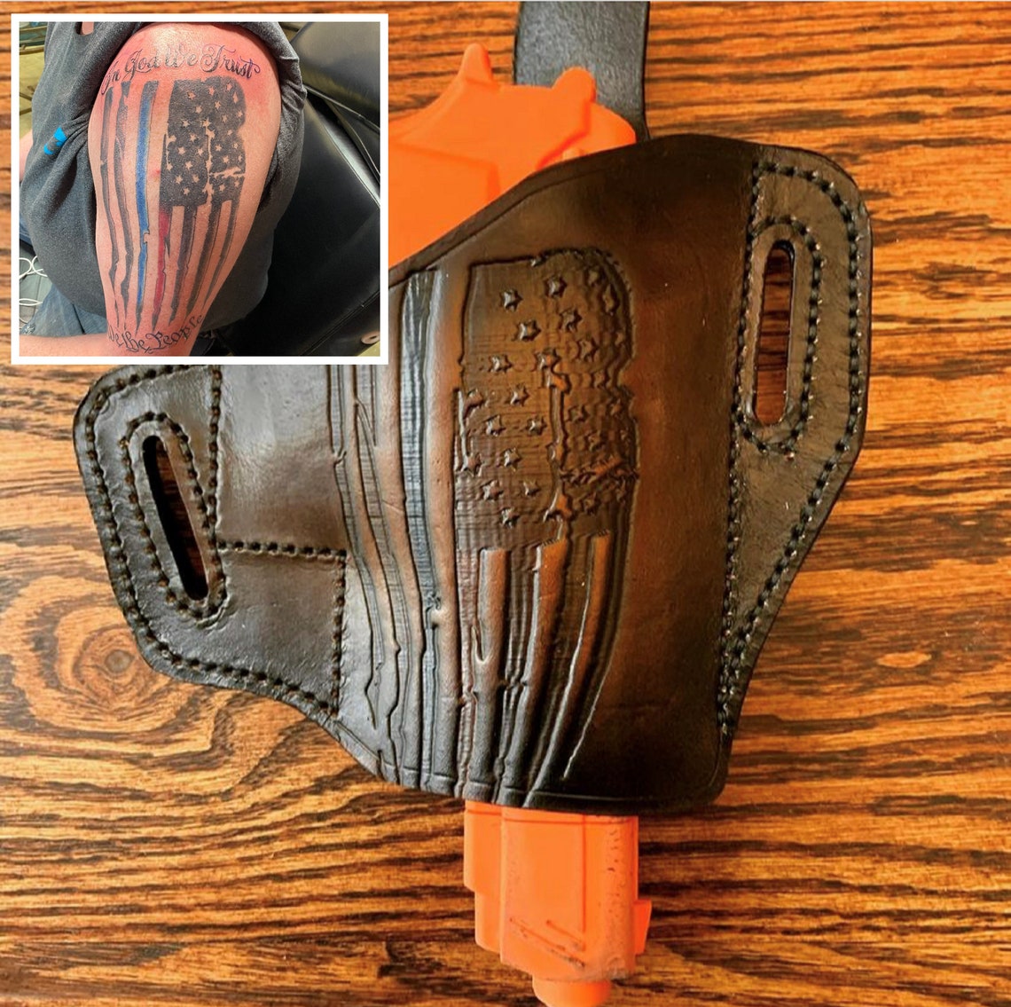 Custom Hand Tooled and Painted Genuine Leather Gun Holster | Etsy