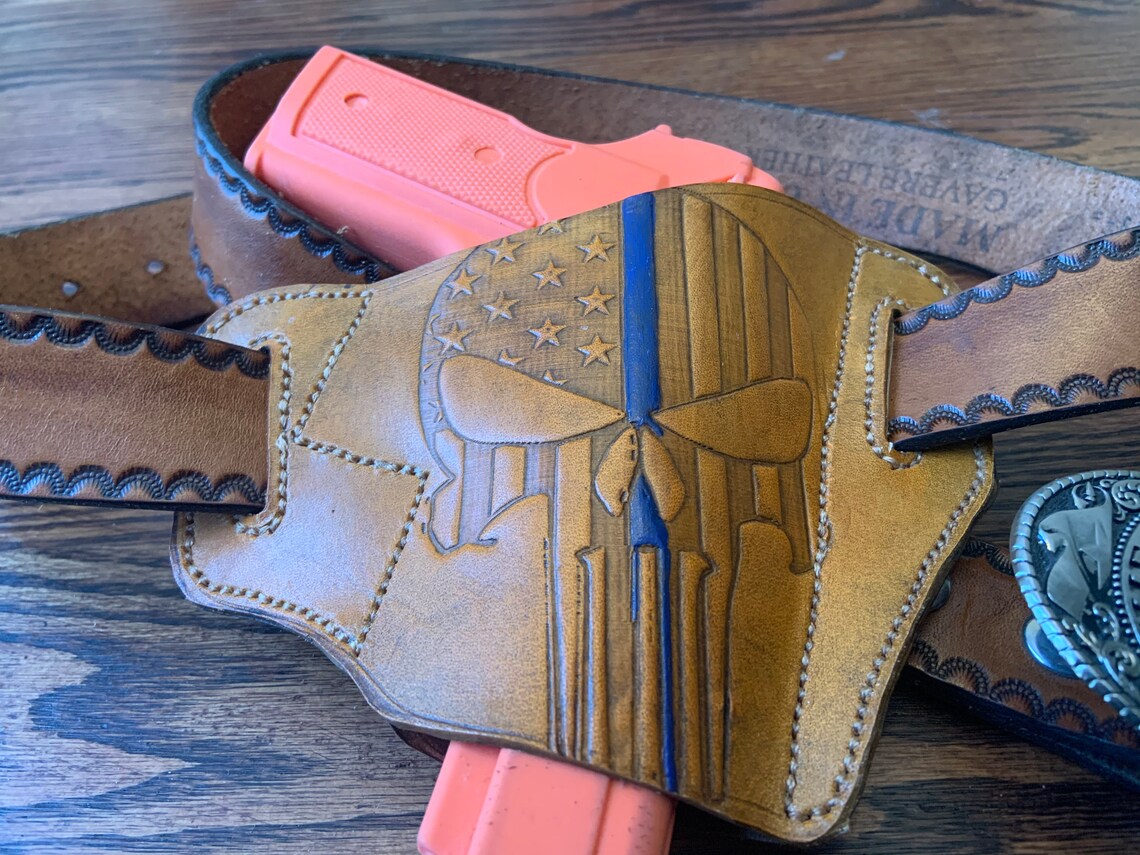 Custom Stamped and Painted Genuine Leather Gun Holster Back - Etsy