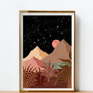 MOUNTAIN Art Print, Moon Art Prints, Kids Room Decor, Moon Wall Decor ...