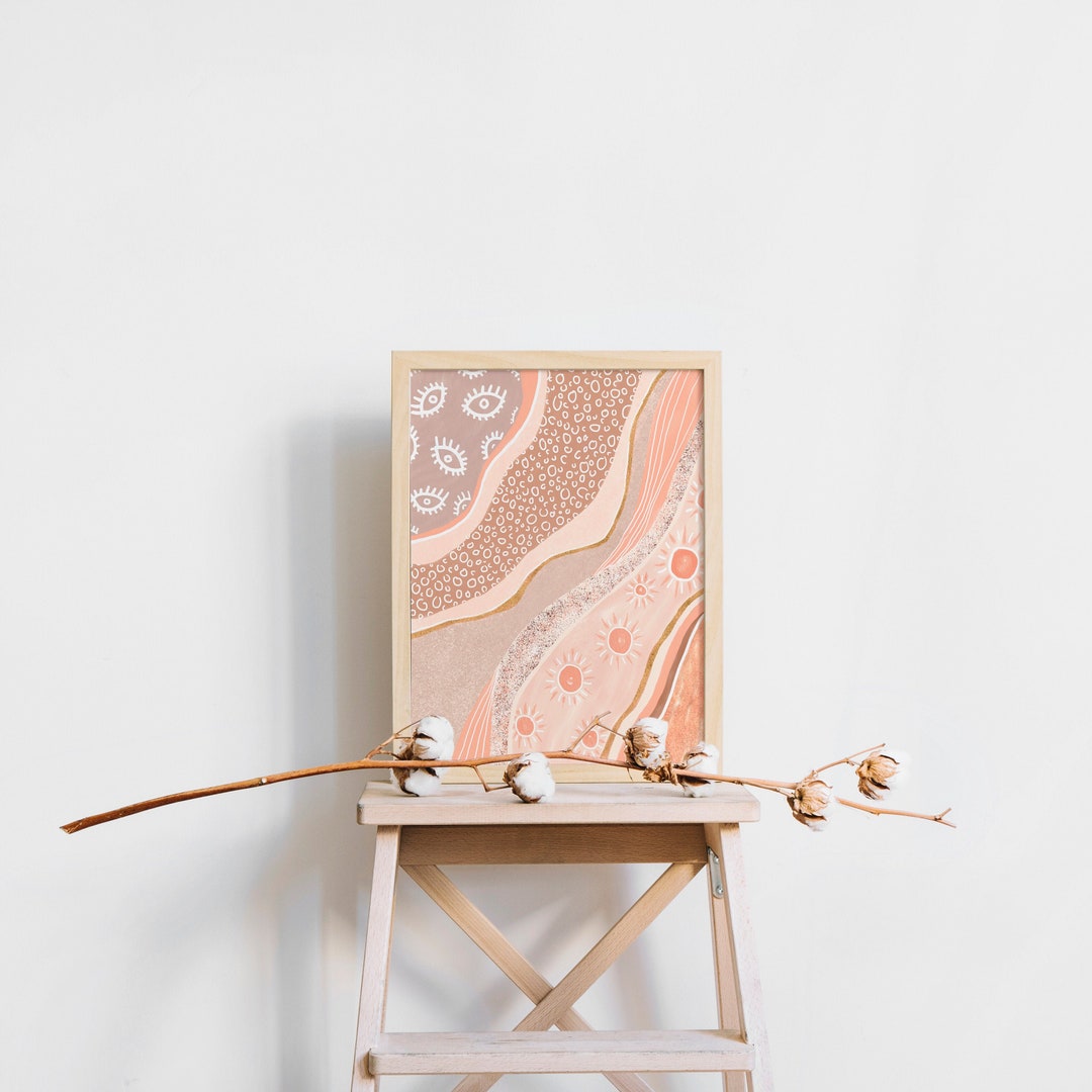 PEACH Abstract Painting, Printable Art, Celestes.studio© Abstract Art ...