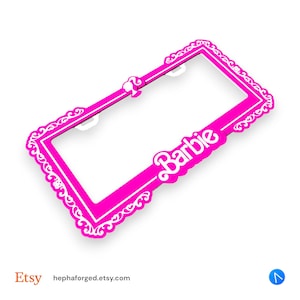 Popplates - Pink Barb Dolly Inspired License Plate Frame - Pink Floral ...