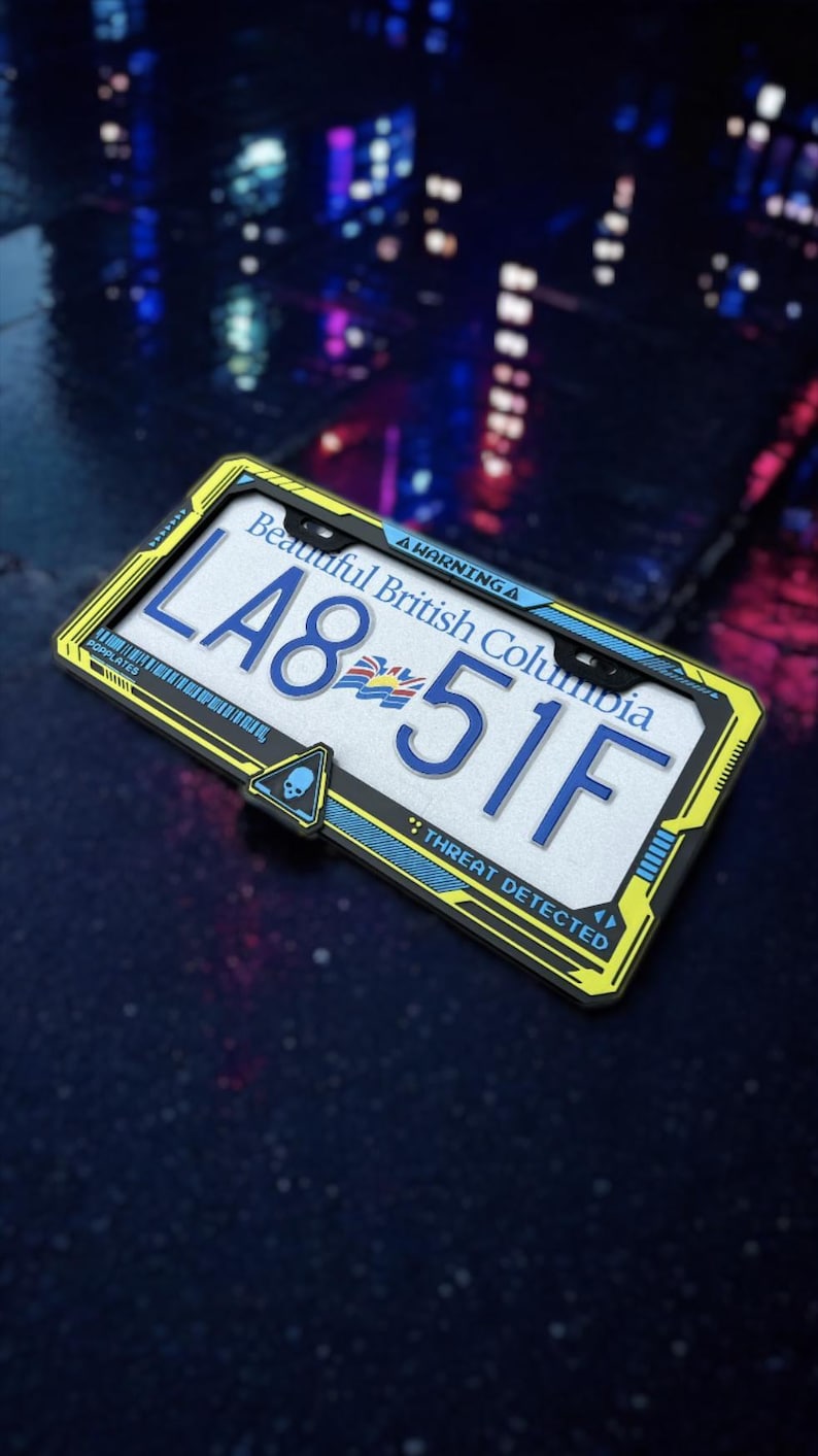 Cyberpunk Digipunk Inspired License Plate Frame: Neon Yellow Digi Blue ...