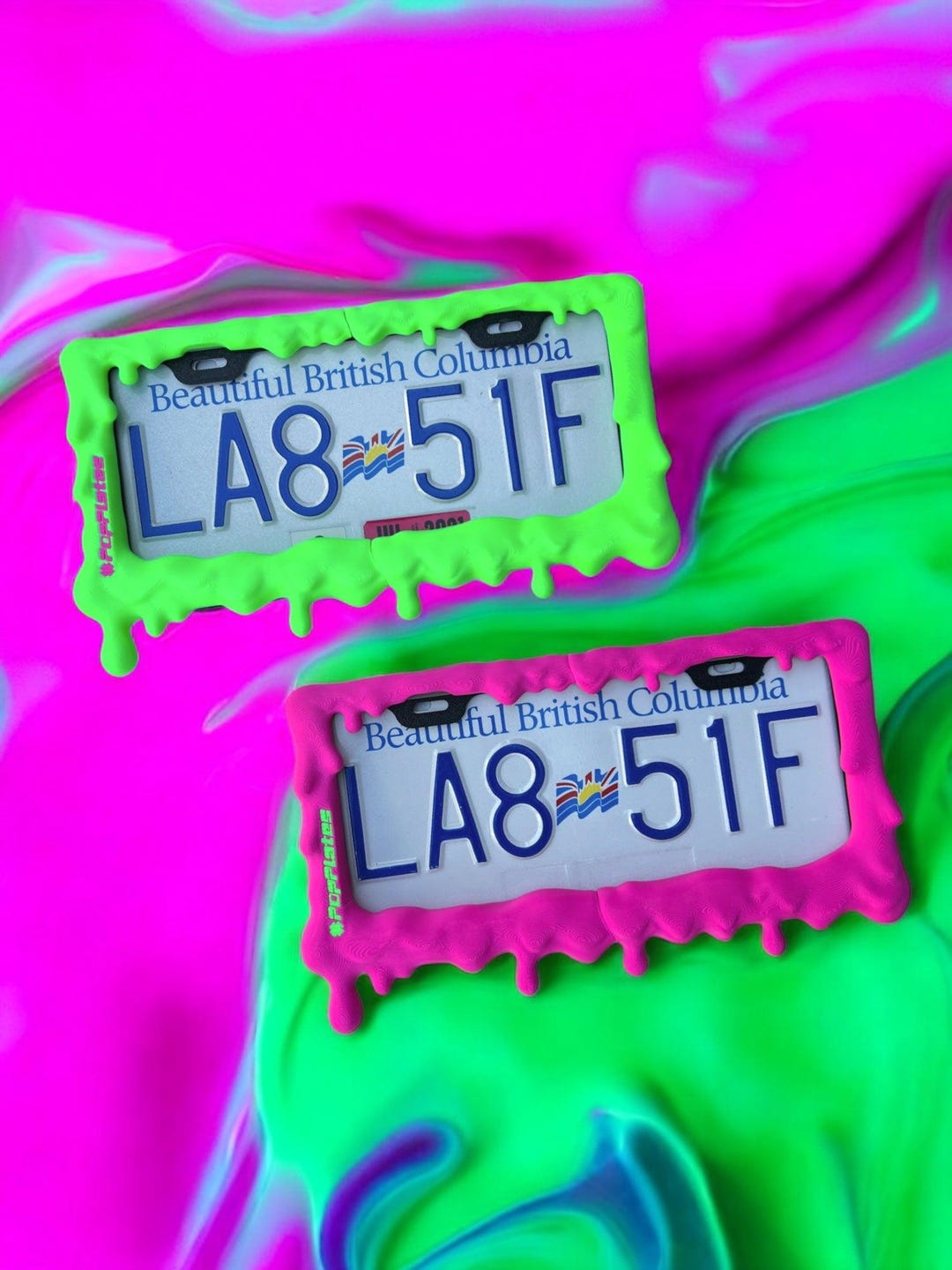 Toxic Goop License Plate Frame | 3D Dripping Slime Car Accessory | Neon ...