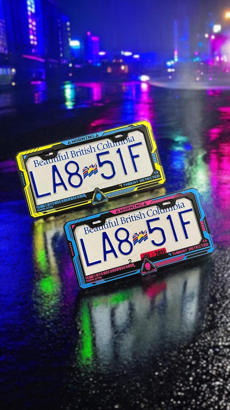 Cyberpunk Digipunk Inspired License Plate Frame: Neon Yellow Digi Blue ...