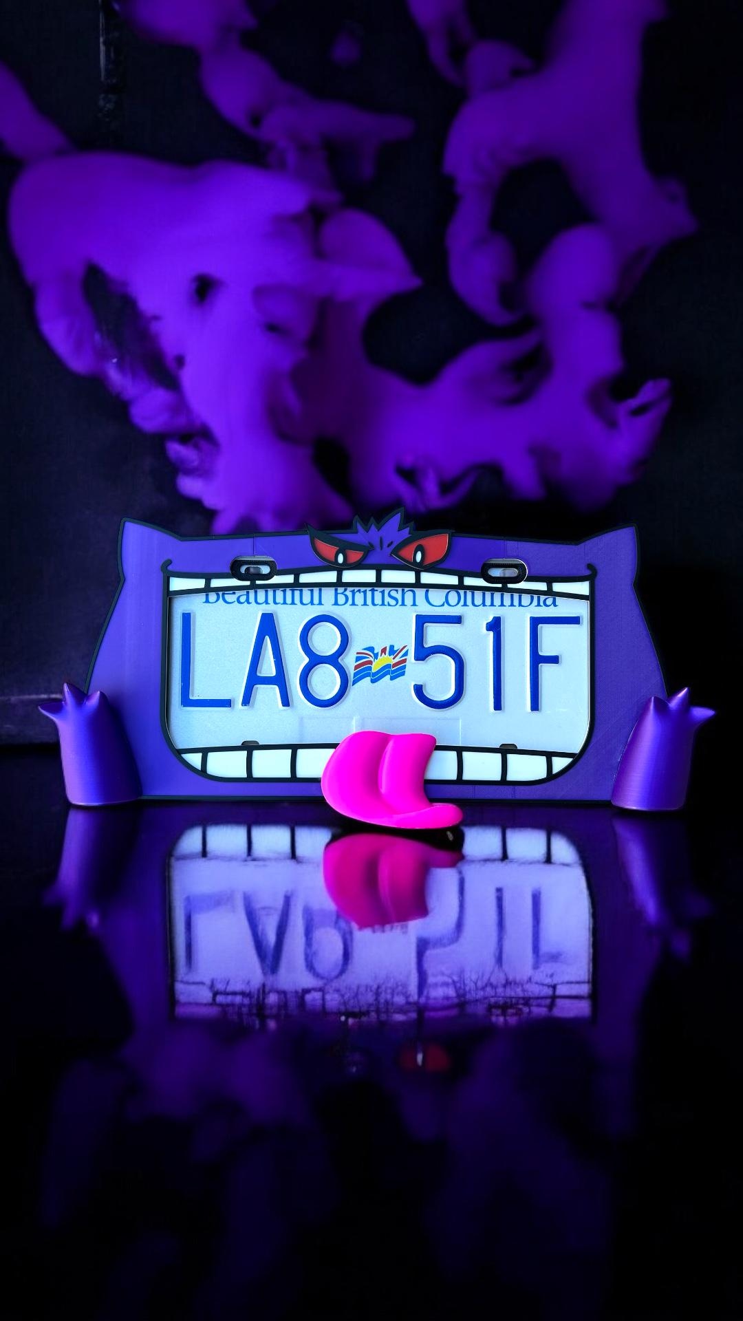 Gengar VMAX 3D License Plate Frame: Ghost Type Car Mod - Glow in Dark ...