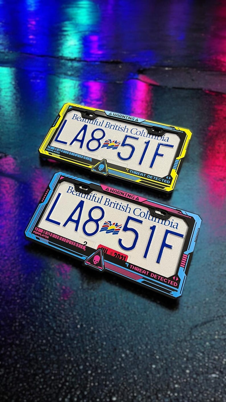 Cyberpunk Digipunk Inspired License Plate Frame: Neon Yellow Digi Blue ...