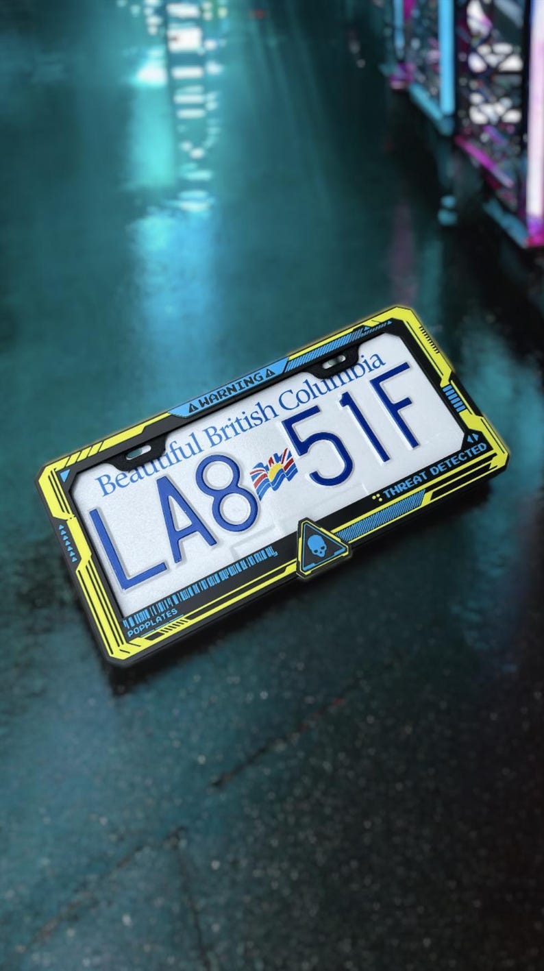 Cyberpunk Digipunk Inspired License Plate Frame: Neon Yellow Digi Blue ...