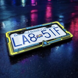 Cyberpunk Digipunk Inspired License Plate Frame: Neon Yellow Digi Blue ...