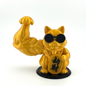 Muscle Maneki Neko Figurine: Swoll Arm Fortune Cat, Home Decor - Etsy
