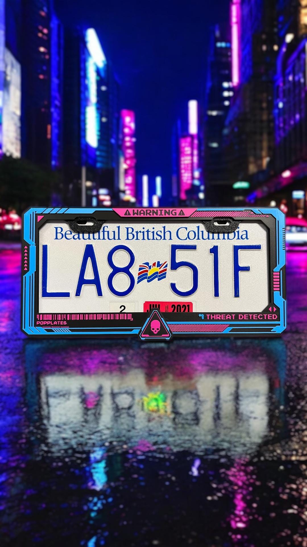 Cyberpunk Digipunk Inspired License Plate Frame: Neon Yellow Digi Blue ...