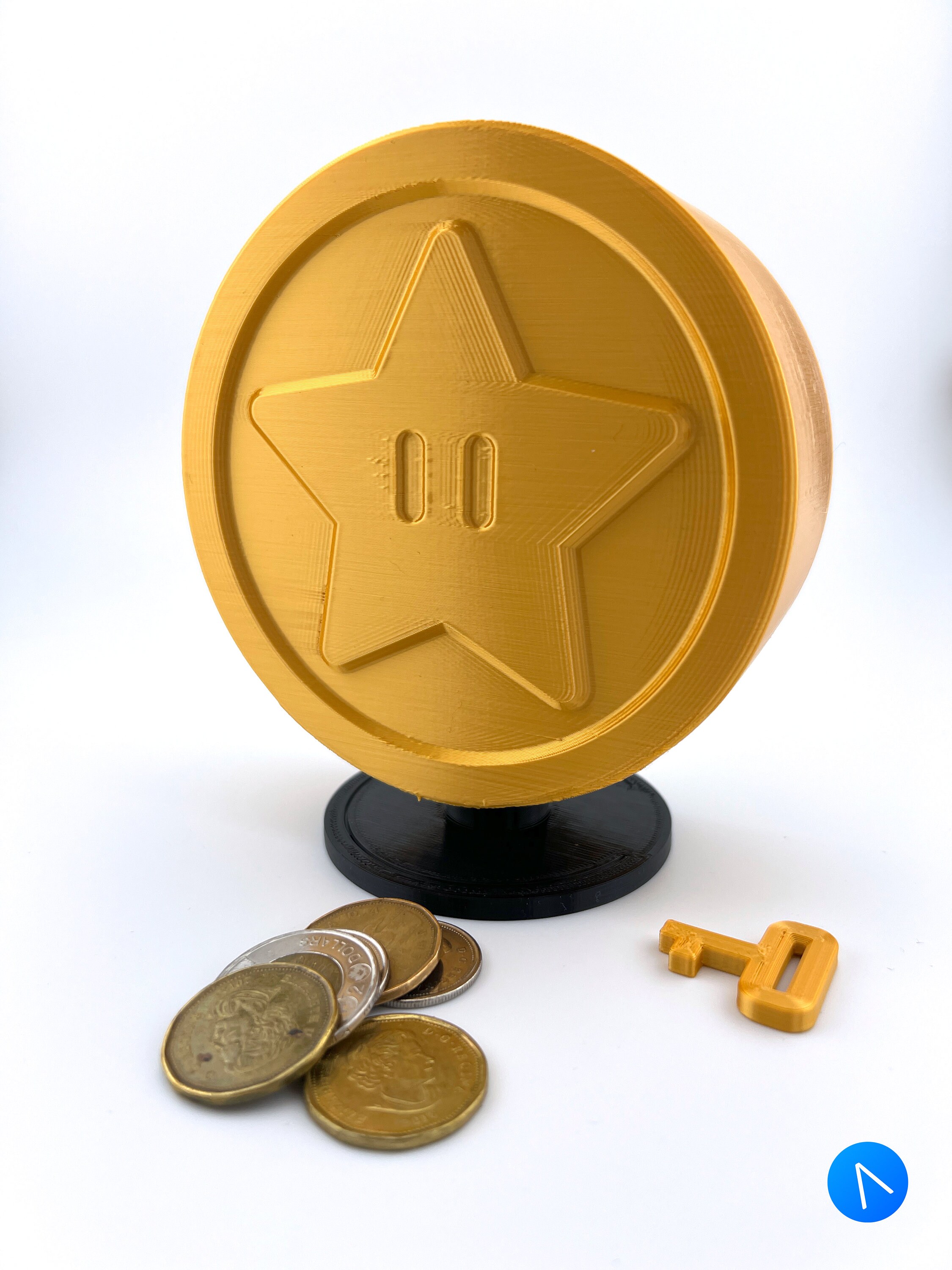 Super Mario Gold Coin Piggy Bank for Home Spinning Replica With Silk ...