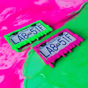 Toxic Goop License Plate Frame | 3D Dripping Slime Car Accessory | Neon ...