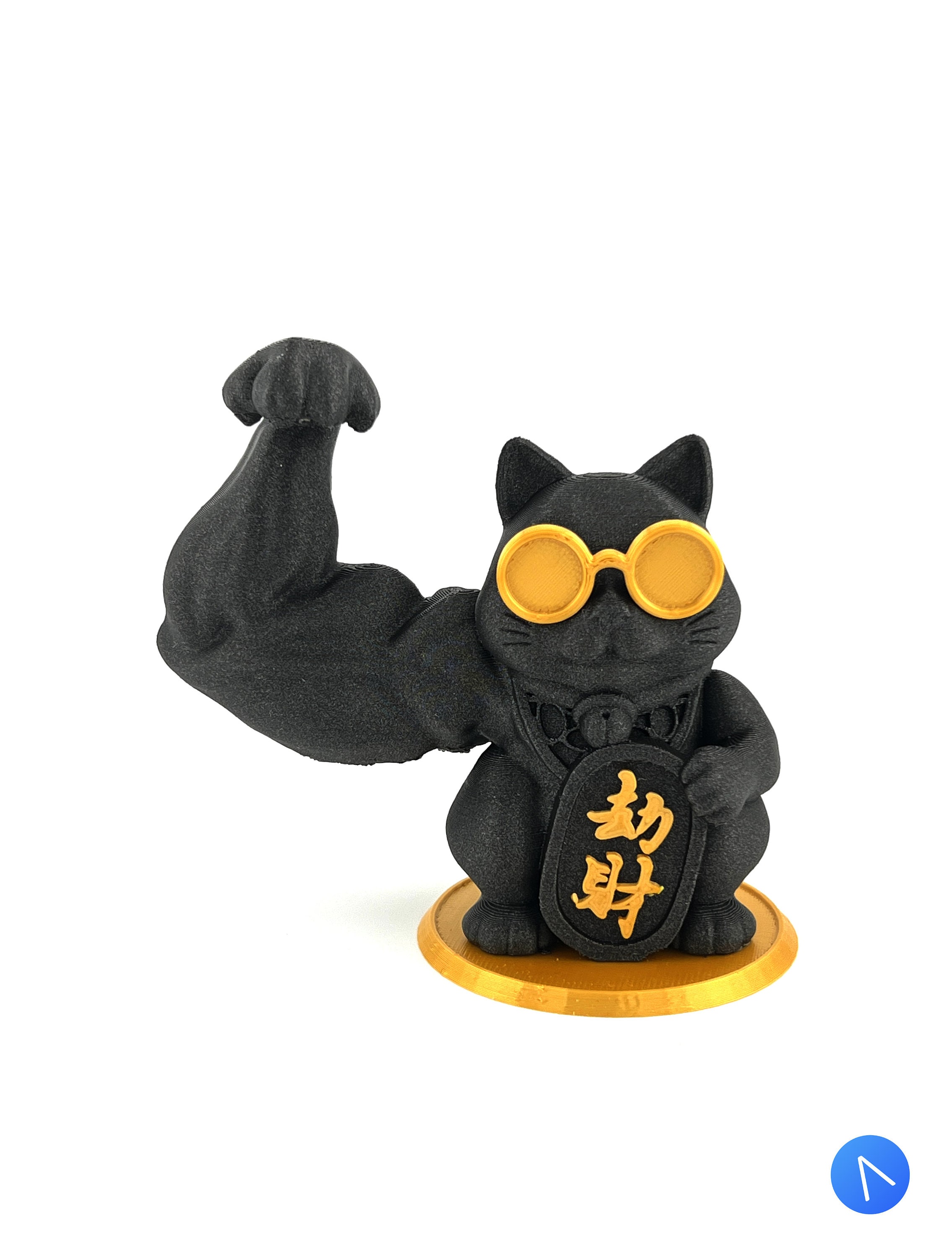 Muscle Maneki Neko Figurine: Swoll Arm Fortune Cat, Home Decor - Etsy