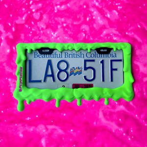 Toxic Goop License Plate Frame | 3D Dripping Slime Car Accessory | Neon ...