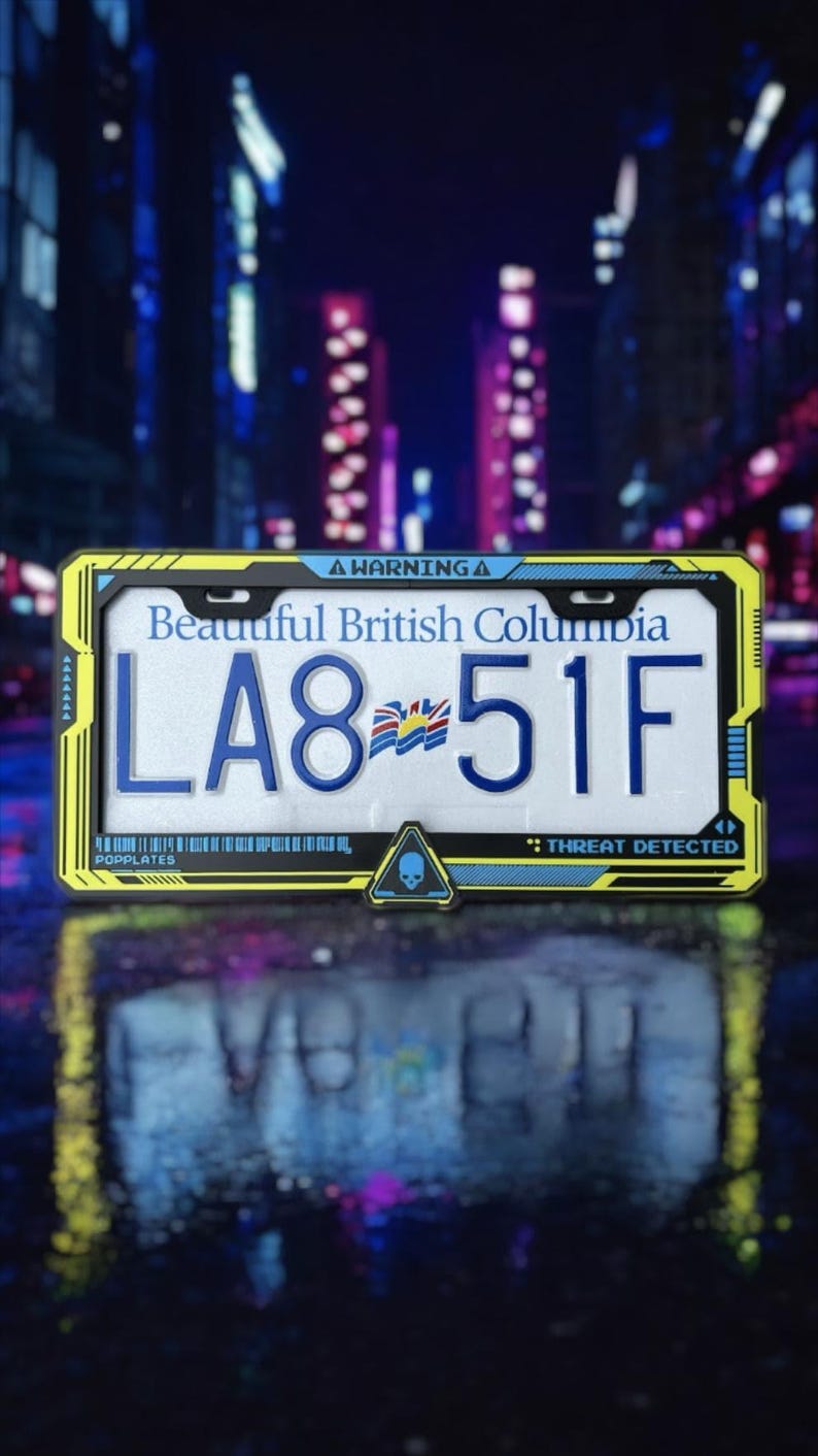 Cyberpunk Digipunk Inspired License Plate Frame: Neon Yellow Digi Blue ...