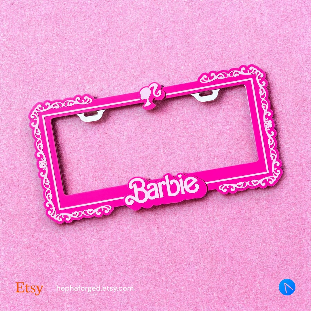 Popplates Barbie Inspired License Plate Frame Pink Floral Design - Etsy