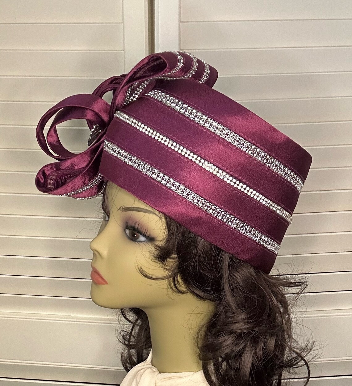 Vintage Wine Satin Toque Pillbox Wedding Formal Tea - Etsy
