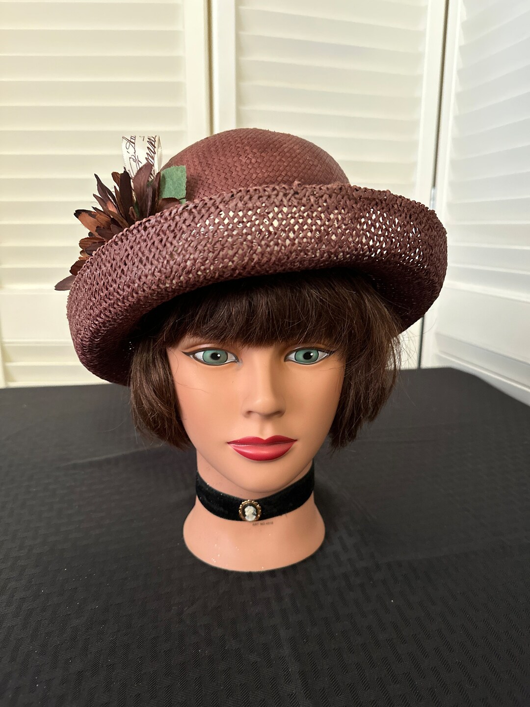 Brown Straw Bowler Hat, - Etsy