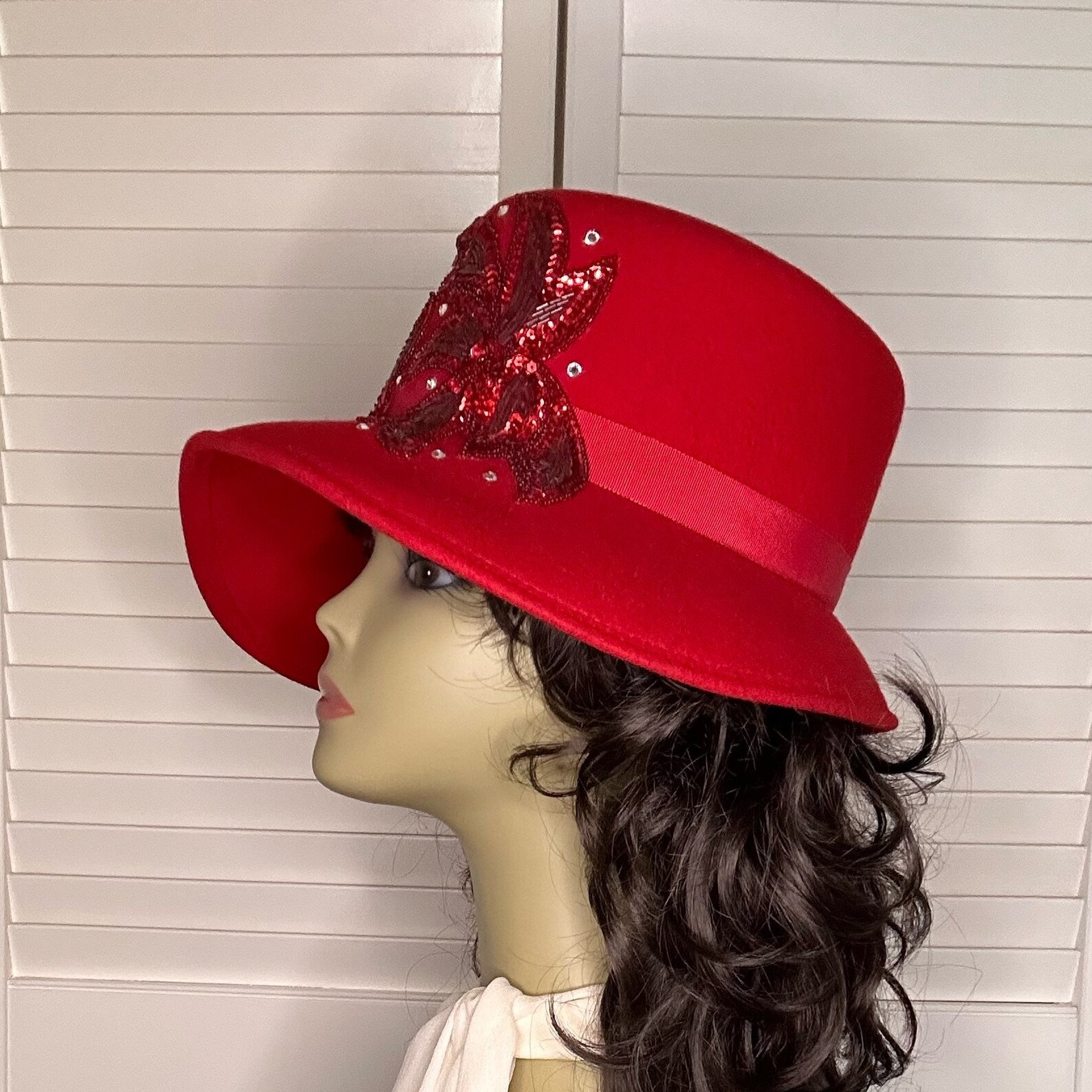 Vintage Red Bi-corn Sequenced Flapper, Tea, Church Hat - Etsy