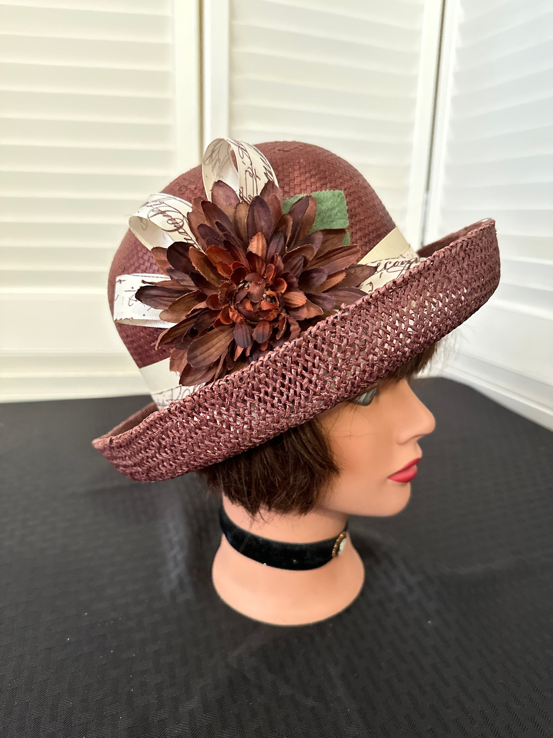 Brown Straw Bowler Hat, - Etsy