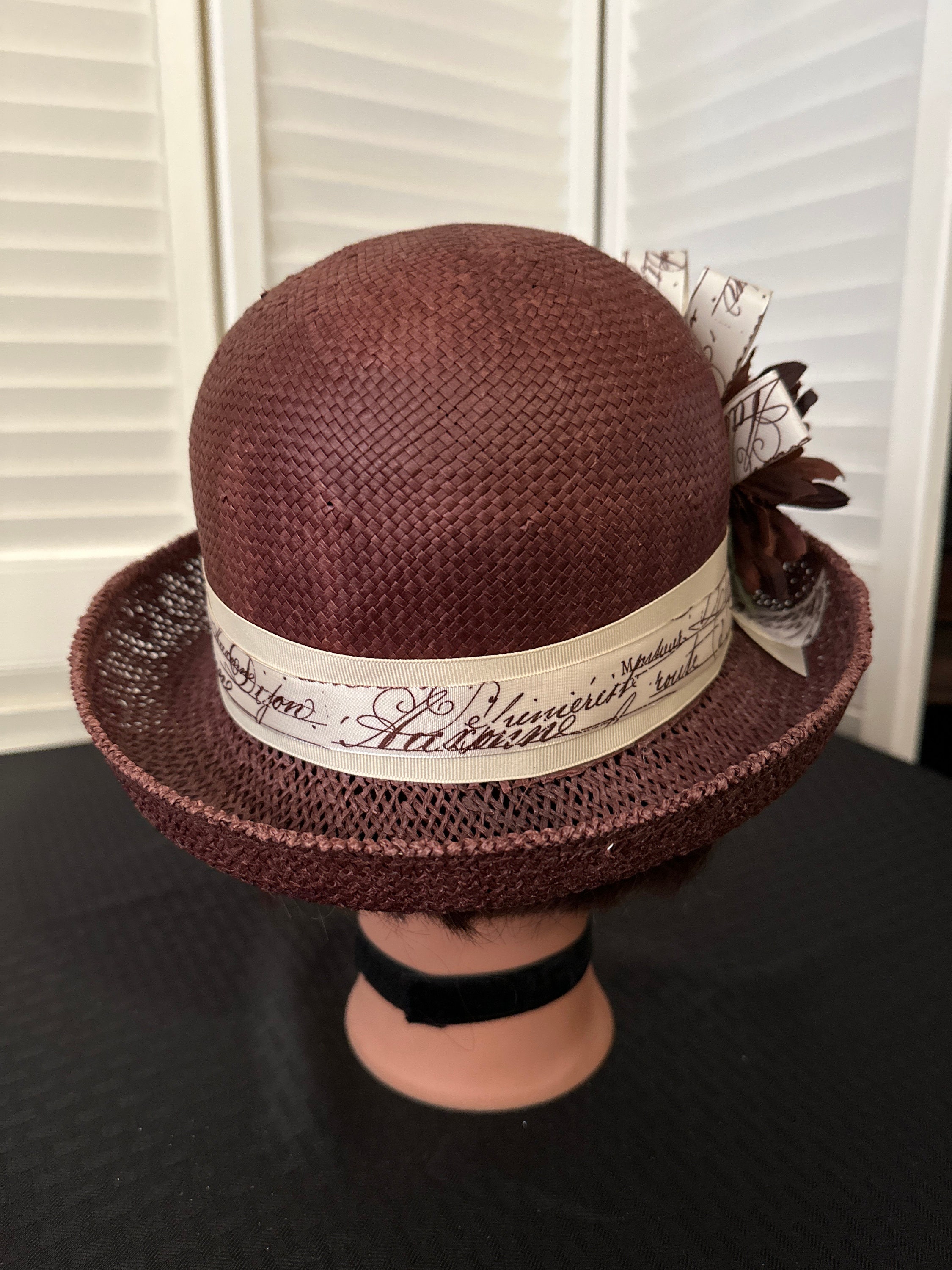 Brown Straw Bowler Hat, - Etsy
