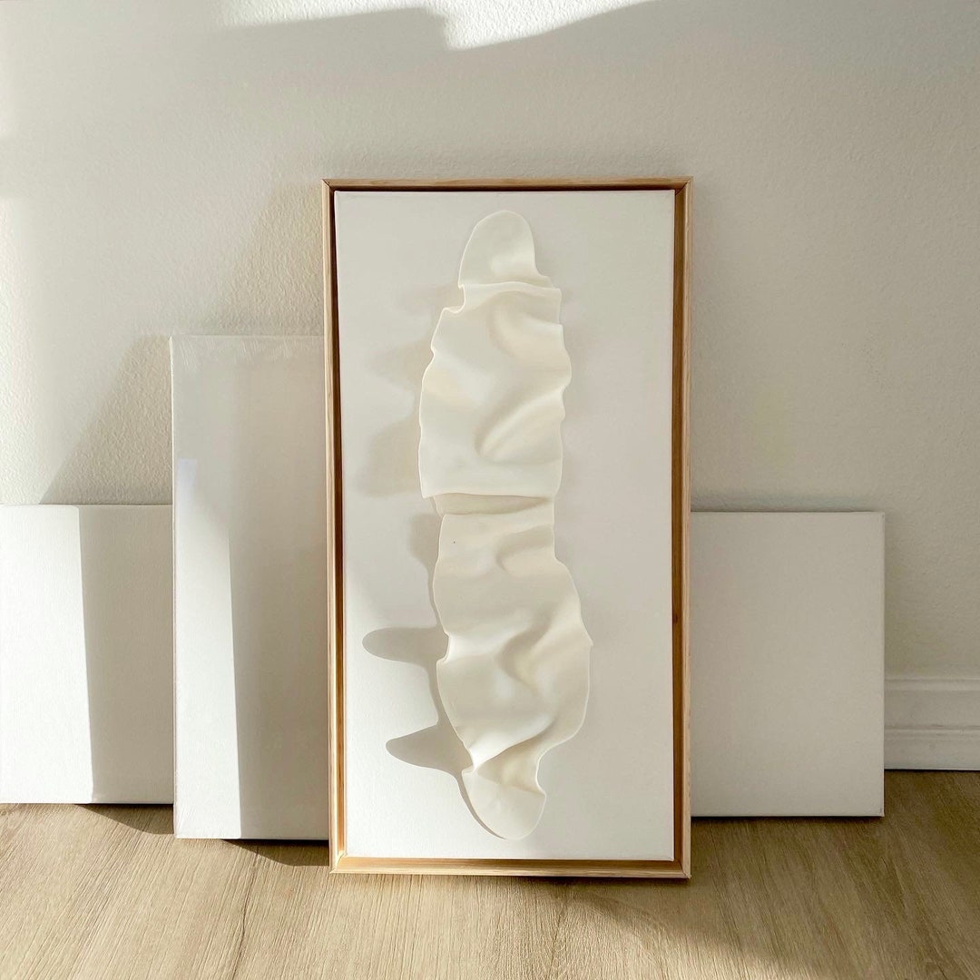 Textured Clay Wall Sculpture: 3D Minimalist Art (10x20 Inch) - Etsy