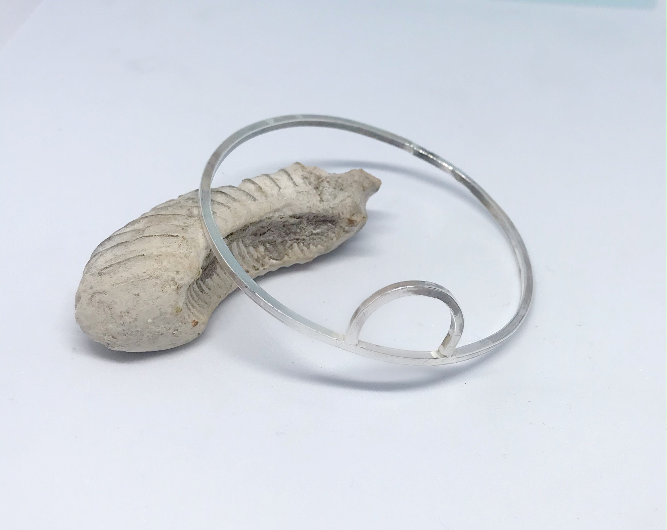 Contemporary Sterling Silver Semi Circle Bangle - Etsy