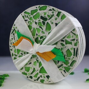 Bright Green Terrazzo Coasters Set of 4, Outdoor Décor, Emerald Bottle ...