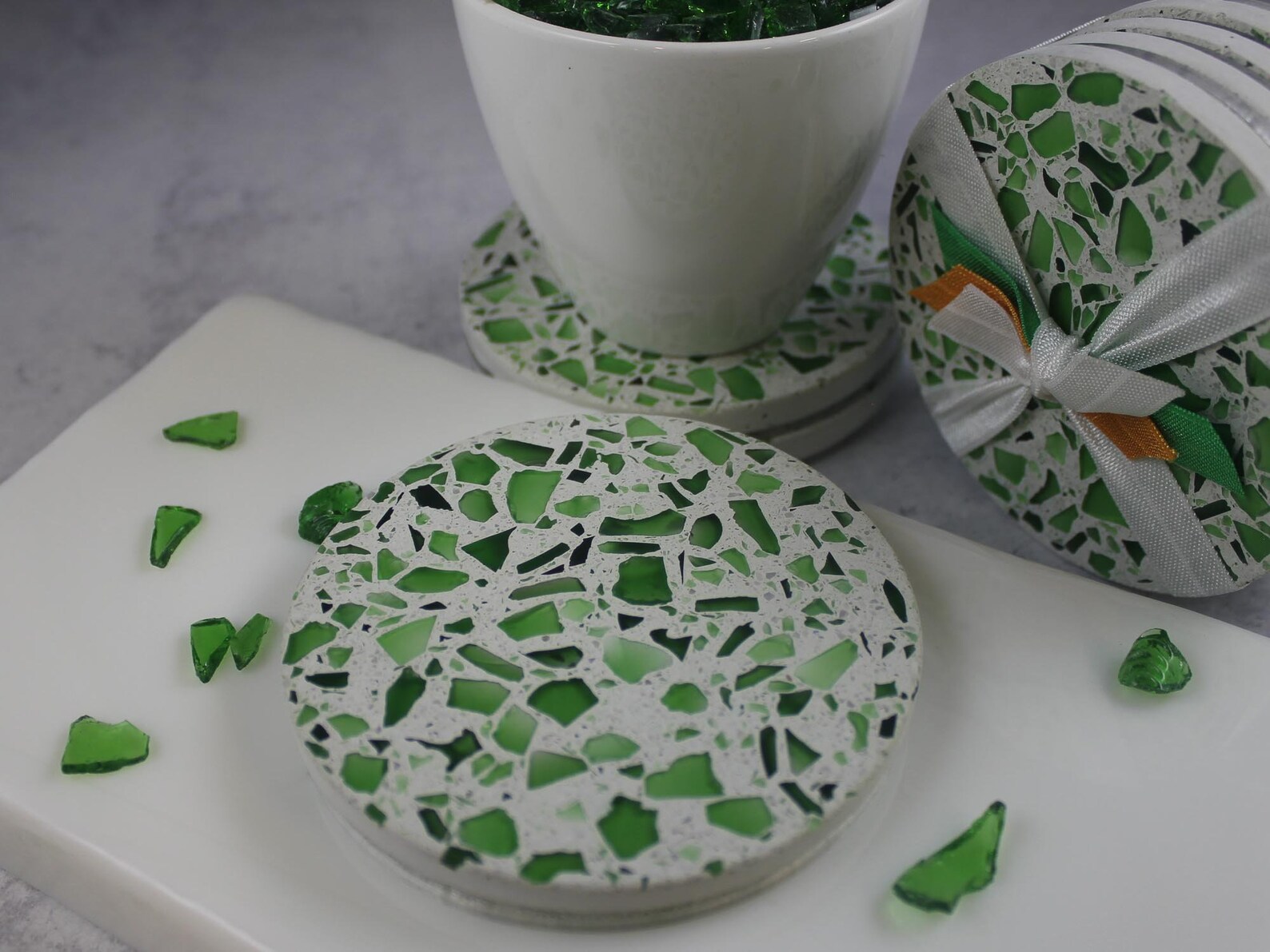 Bright Green Terrazzo Coasters Set of 4 Outdoor Décor - Etsy