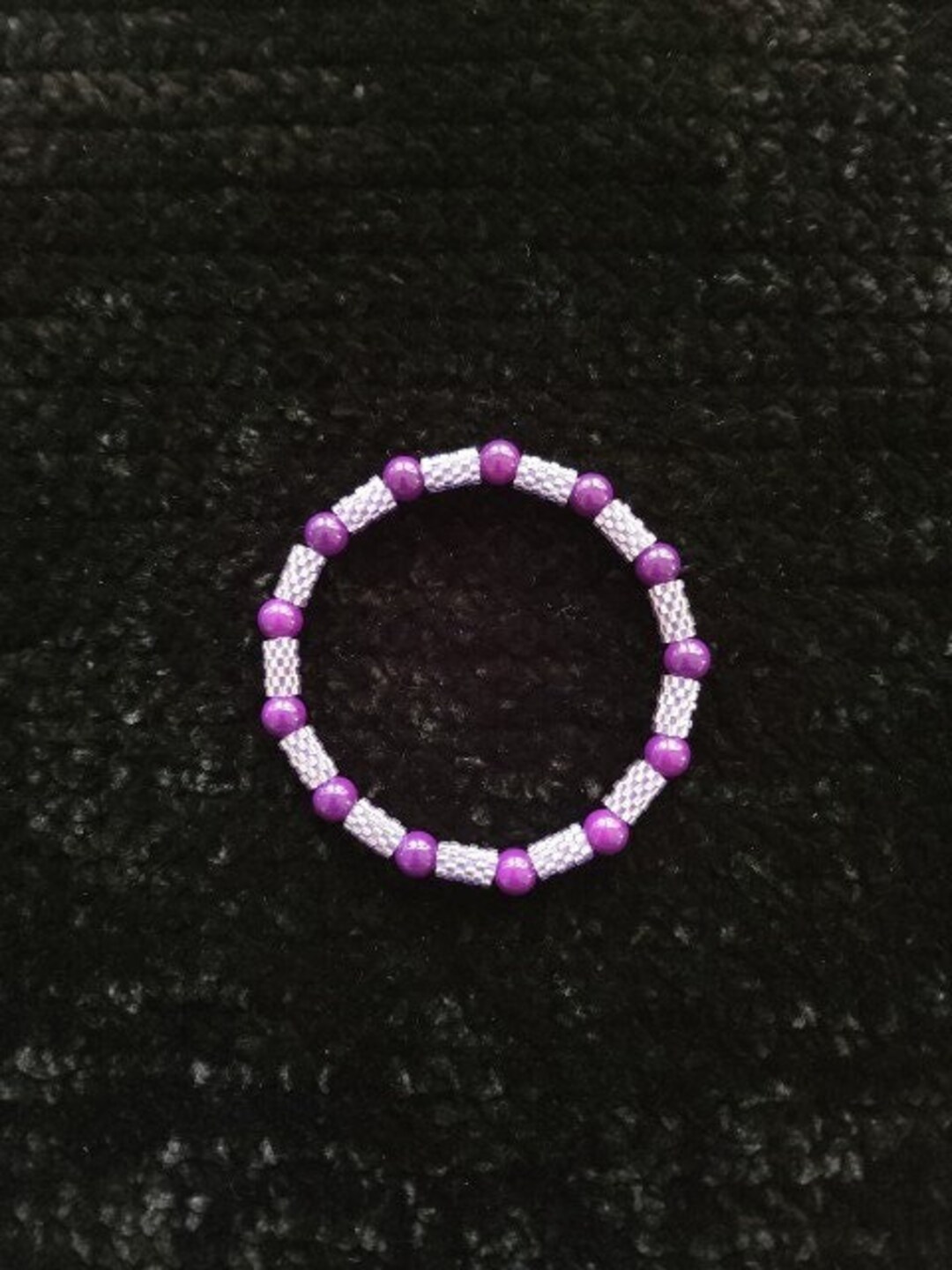 Beaded Purple Glass & Purple Peyote Stitch Bracelet - Etsy
