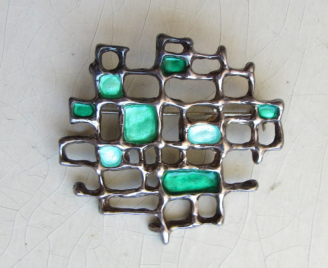 Karl J Otteren Enamel Pin Brooch, David Andersen Norway Silver - Etsy UK