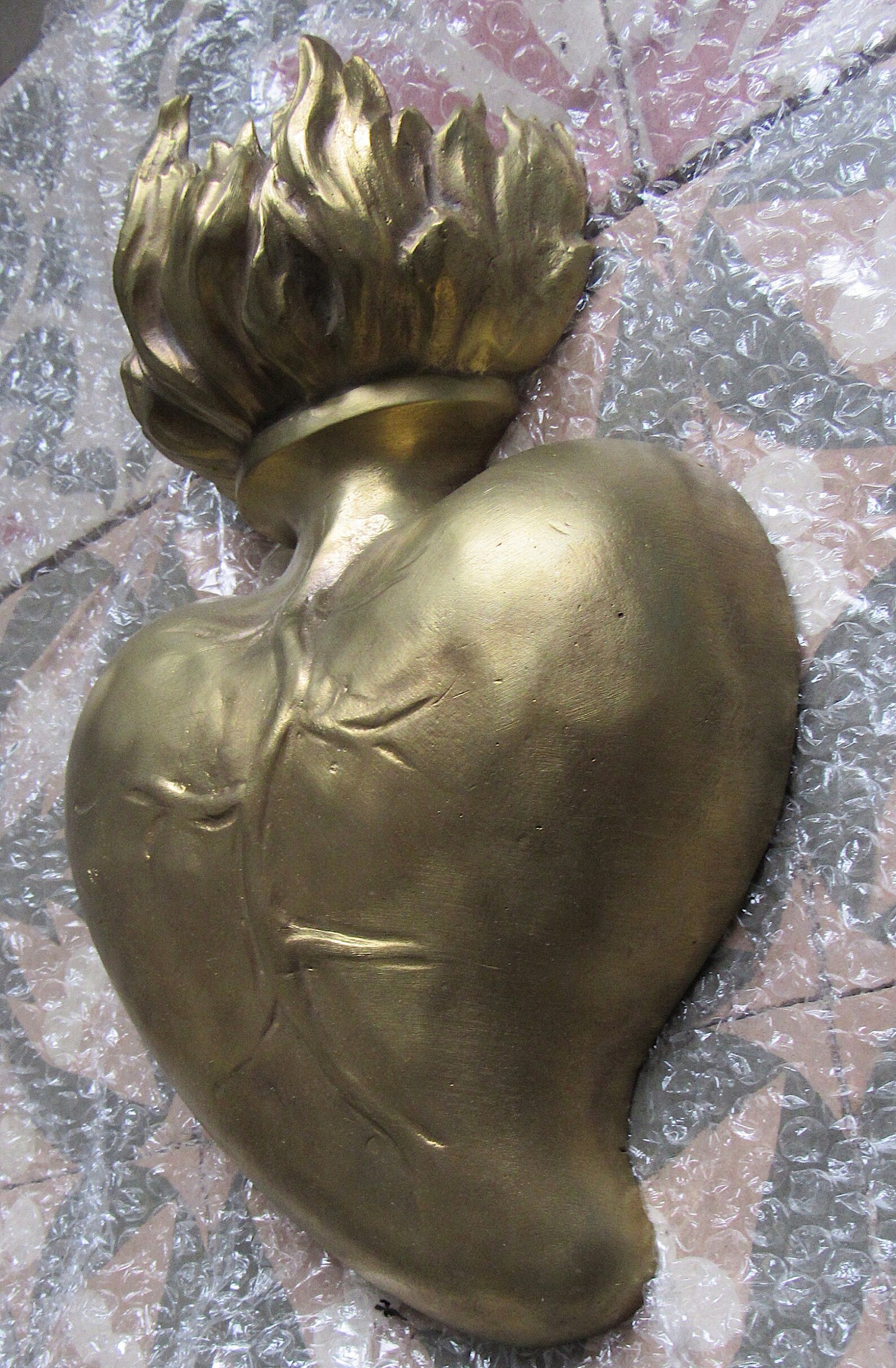 Huge sacred flaming burning heart 32 cm high 22 wide copper | Etsy