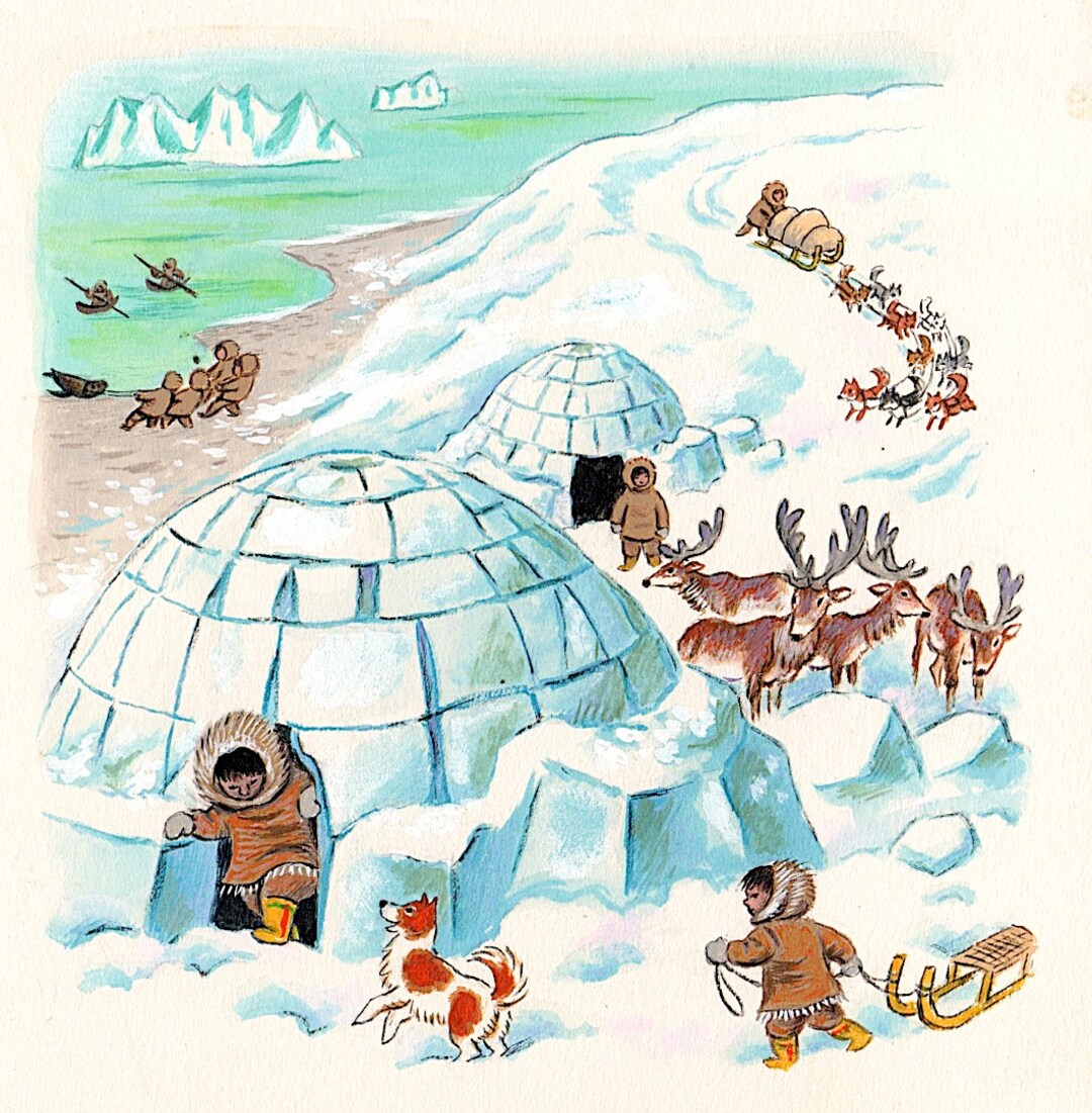 Tibor Gergely Original Gouache Illustration 'houses' Little Golden Book ...