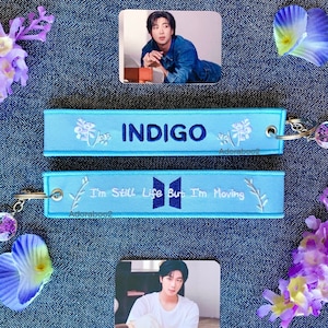 Indigo Embroidery Keychain BTS Army Bomb Strap RM Lanyard - Etsy