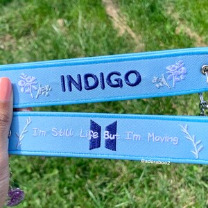 Indigo Embroidery Keychain BTS Army Bomb Strap RM Lanyard - Etsy