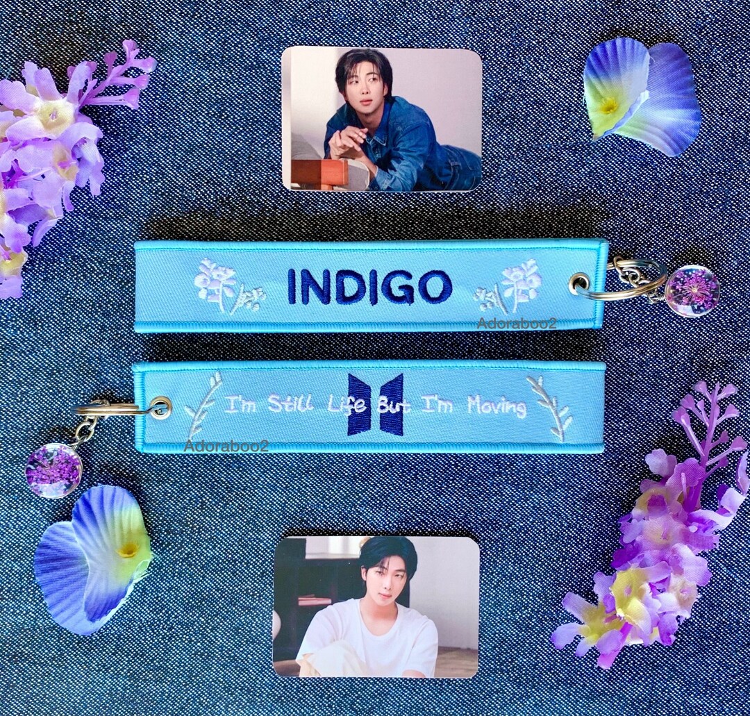 Indigo Embroidery Keychain BTS Army Bomb Strap RM Lanyard - Etsy