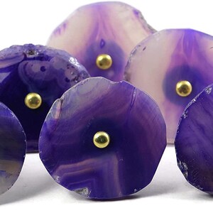 Agate Knobs With Electroplated Purple Stone Knobs Dresser Knob Kitchen Cabinet Knobs Drawer ...